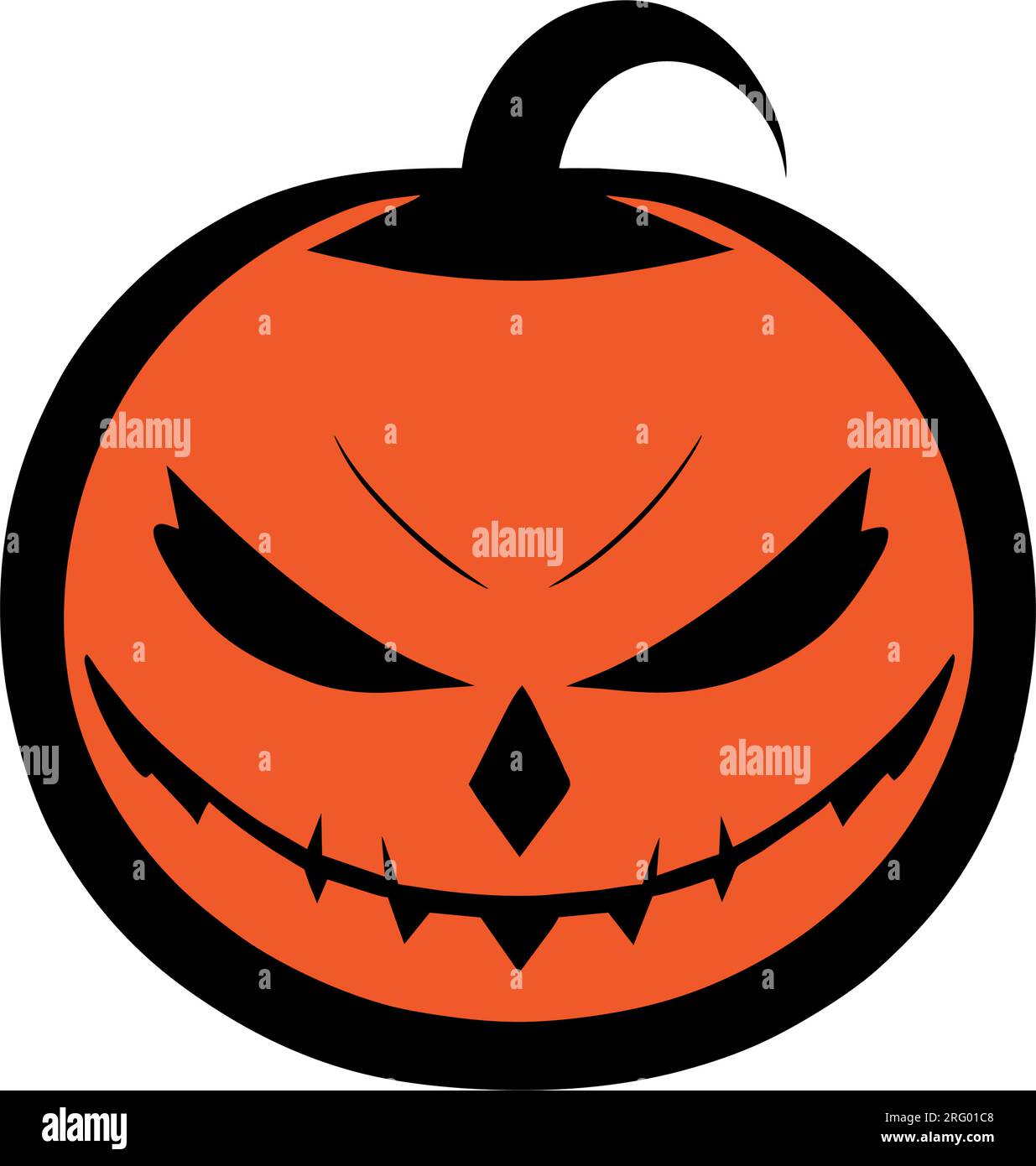 Vector Halloween symbol, scary pumpkin face with evil smile. Jack o ...