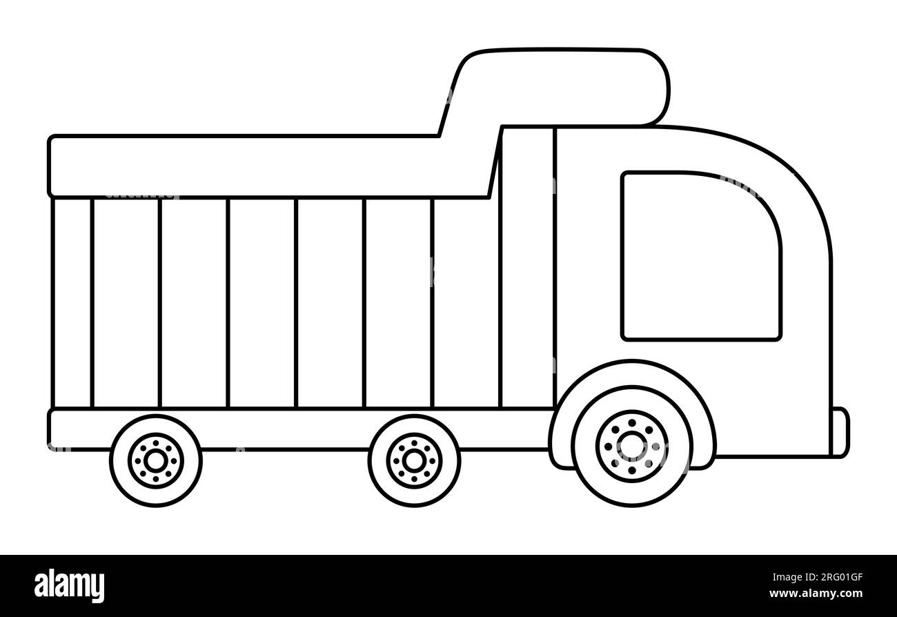 Vector black and white truck car. Funny line automobile for kids. Cute ...