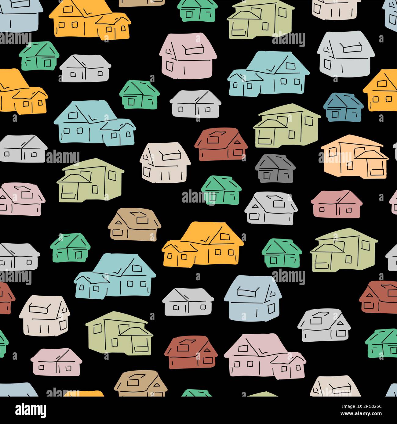 House set hand drawing pattern seamless. Baby fabric texture Stock ...