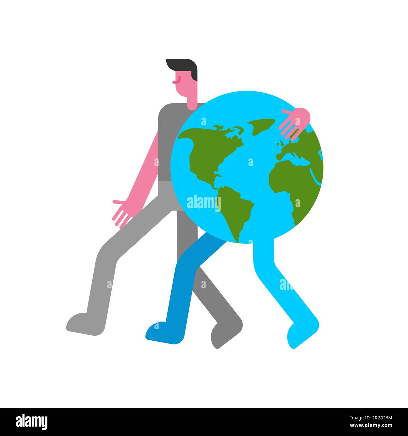 Man hugs earth Love earth. guy hugs and kisses planet earth. Concept of ...