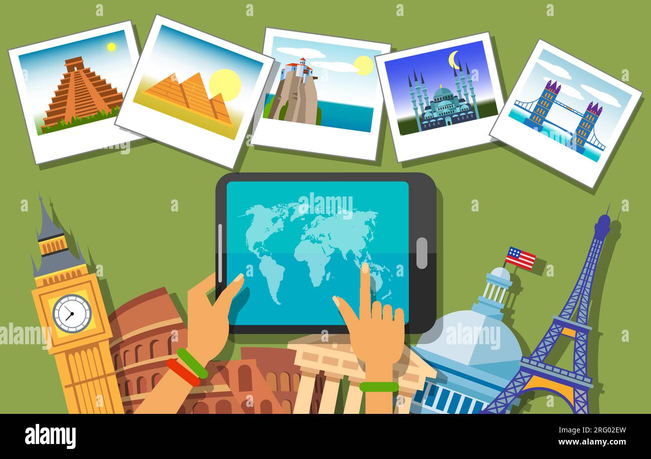 Amazing World Poster Design with Tablet Stock Vector Image & Art - Alamy