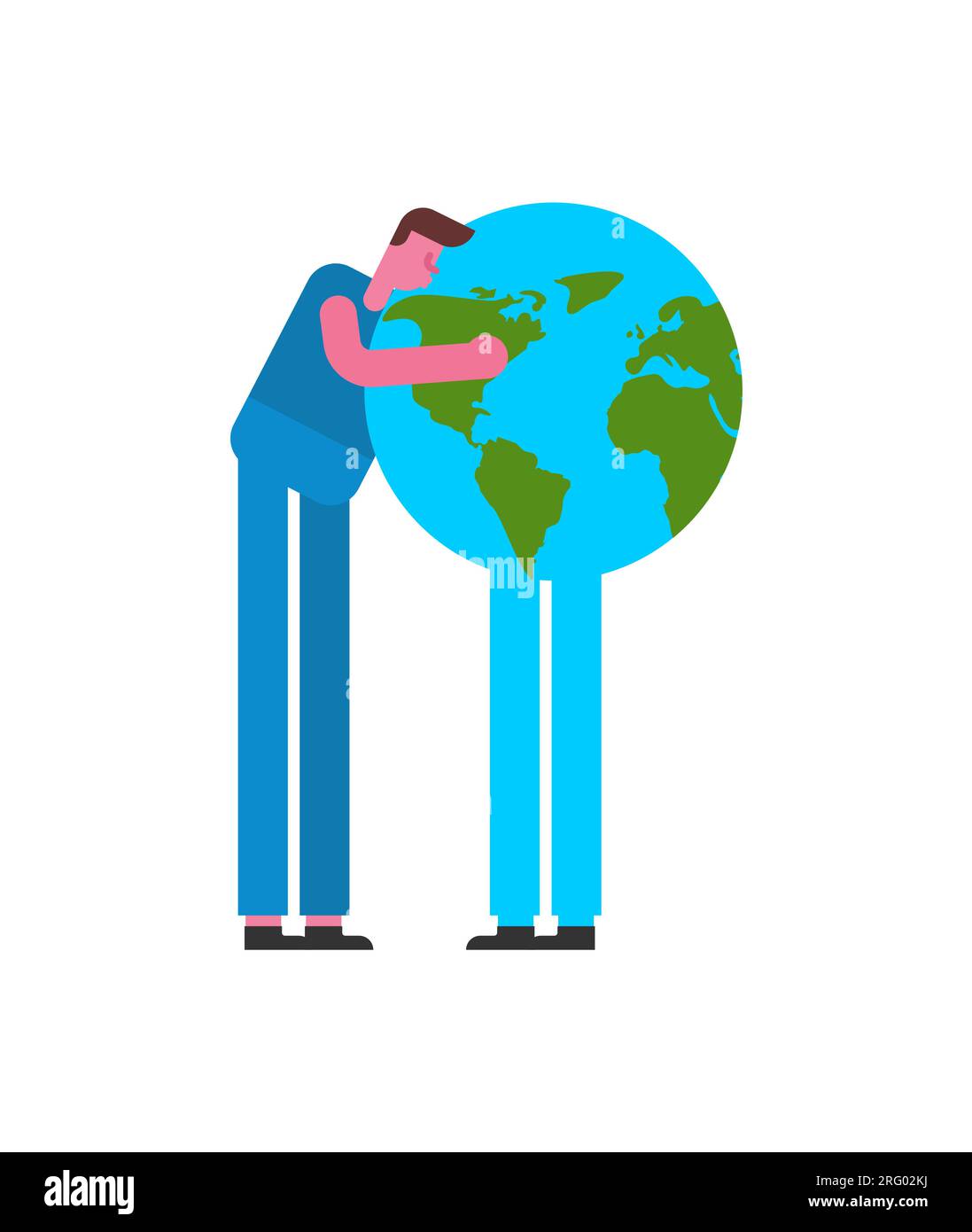 Man hugs earth Love earth. guy hugs and kisses planet earth. Concept of ...