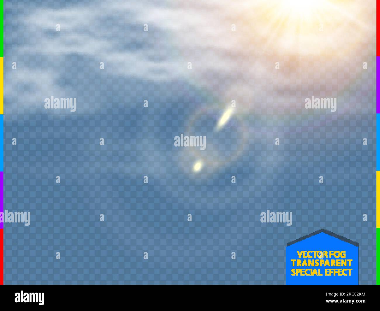 Advection white vector cloud with sunlight lens flare isolated ...