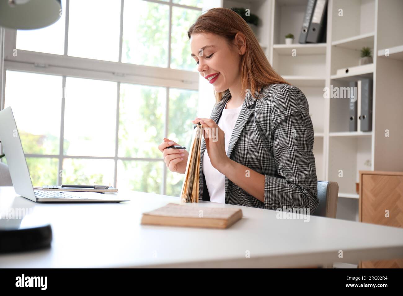 Young woman having job interview online at home Stock Photo - Alamy