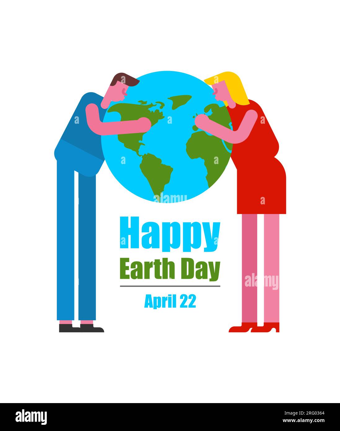 Earth day poster. People hugs and kisses planet earth. Concept of ...