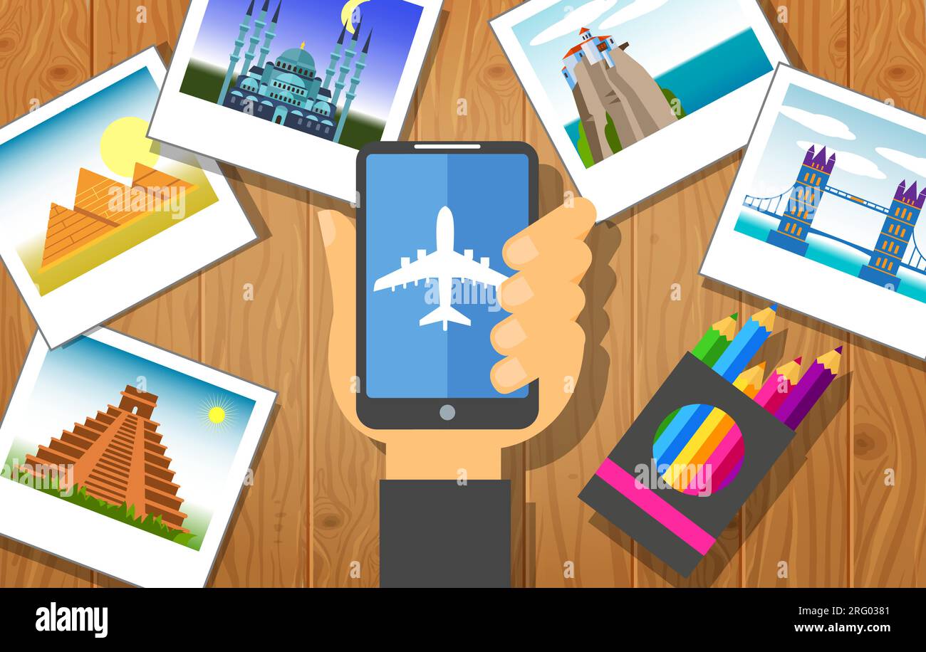 Travel Poster Design with Smartphone Stock Vector Image & Art - Alamy