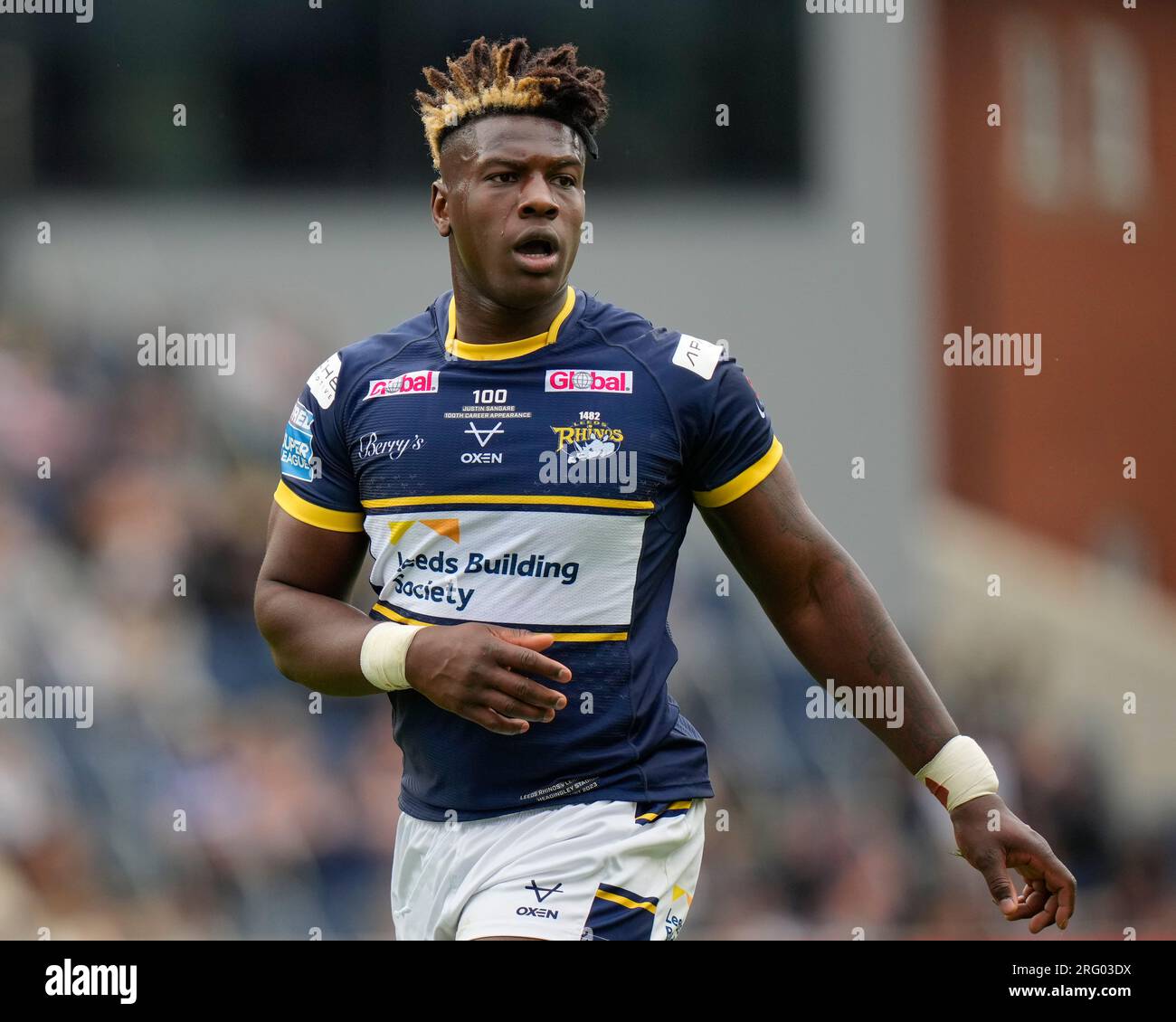 Justin Sangare #17 of Leeds Rhinos during the Betfred Super League ...