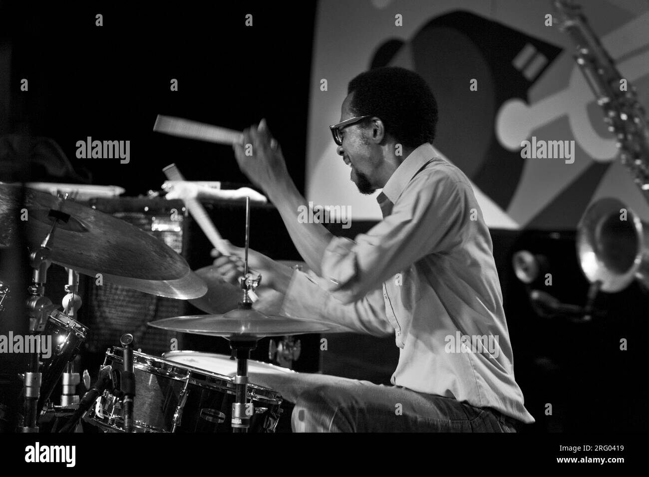 BRIAN BLADE plays drums with the JOHN PATITUCCI TRIO at the 2009 ...