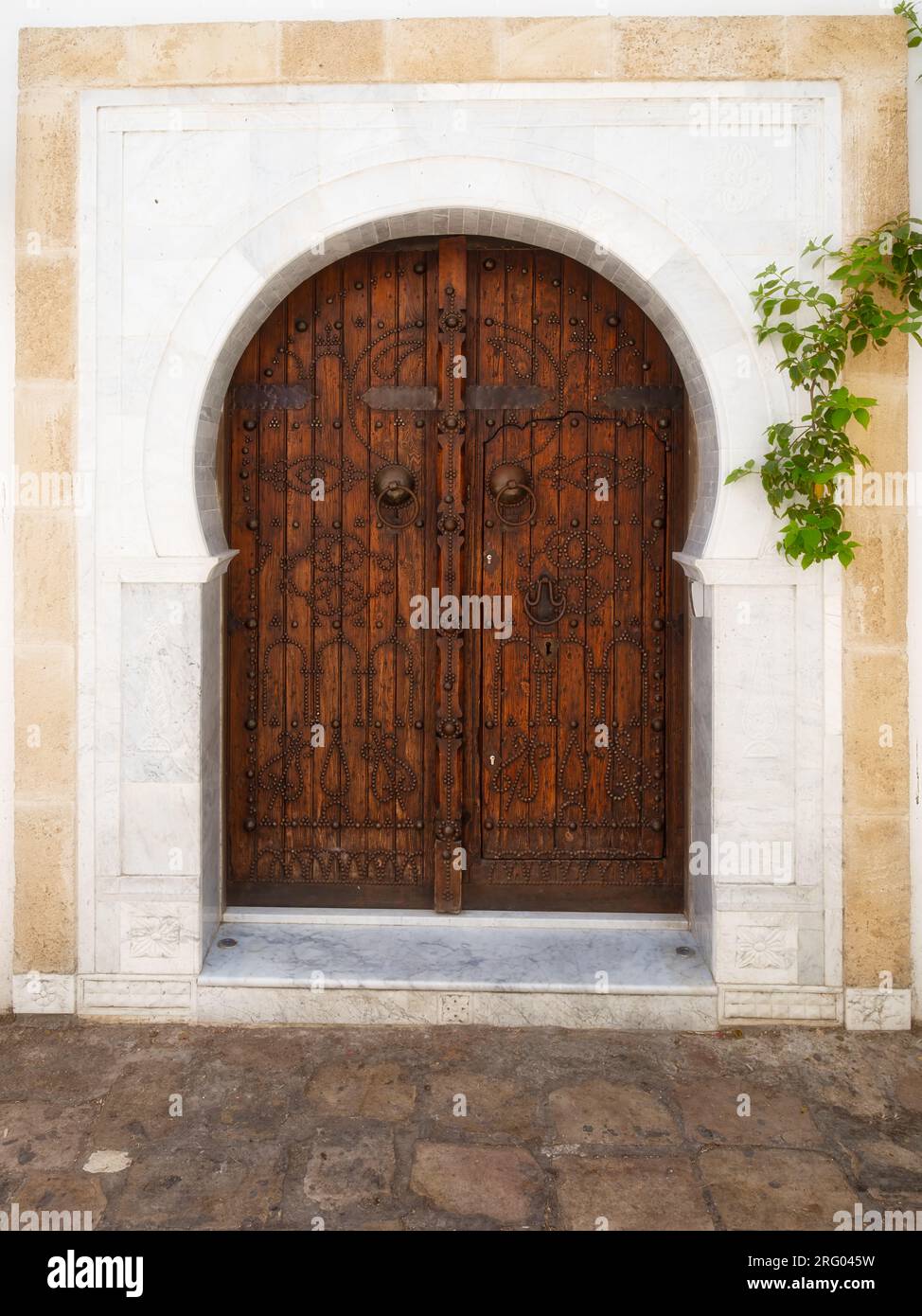 Beautiful wooden gate with three knocking methods, Sidi Bou Said ...