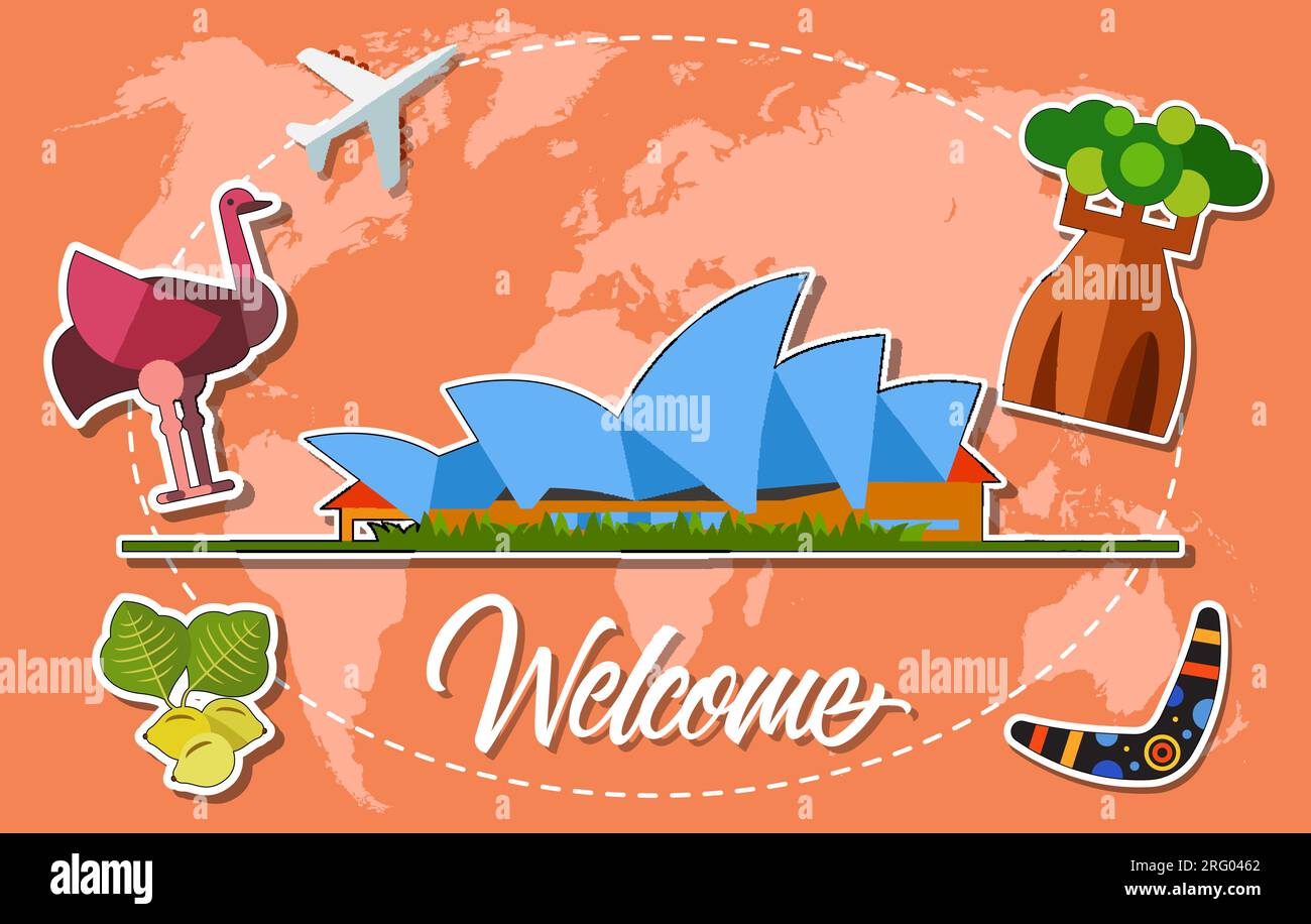 Welcome Lettering with Australian Symbols Stock Vector Image & Art - Alamy