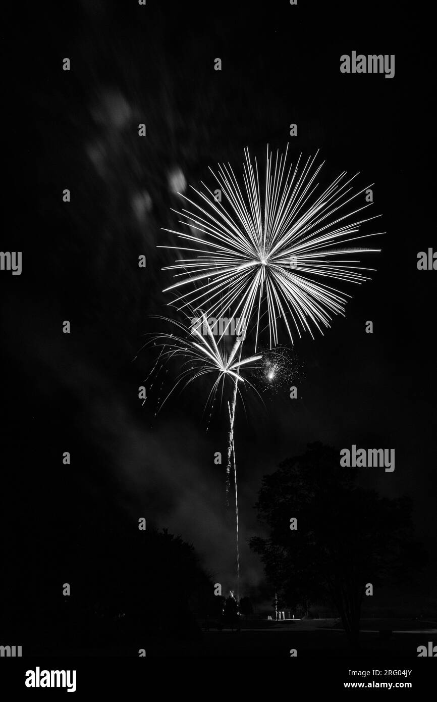 Fireworks going off Black and White Stock Photos & Images - Alamy