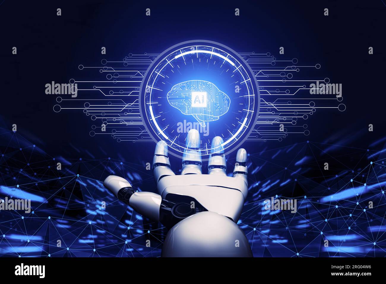 3D Rendering Futuristic robot technology development, artificial intelligence AI, and machine ...