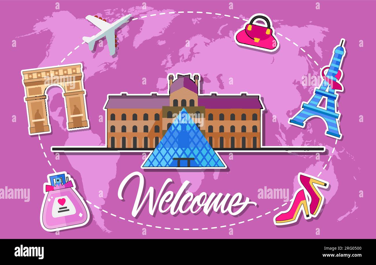 Welcome Lettering with French Symbols Stock Vector Image & Art - Alamy