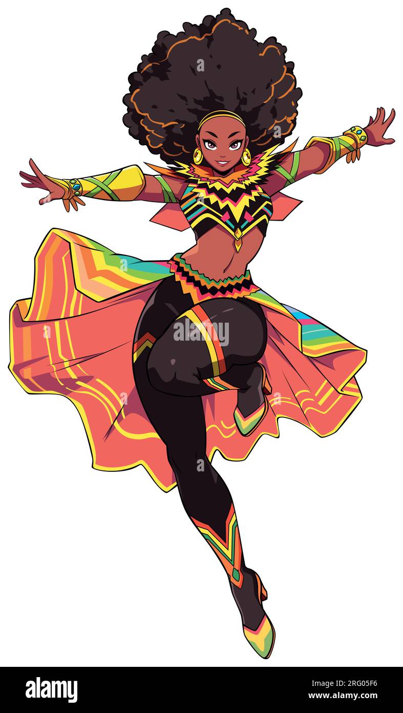 African Female Superhero Flying Anime Isolated Stock Vector Image & Art ...