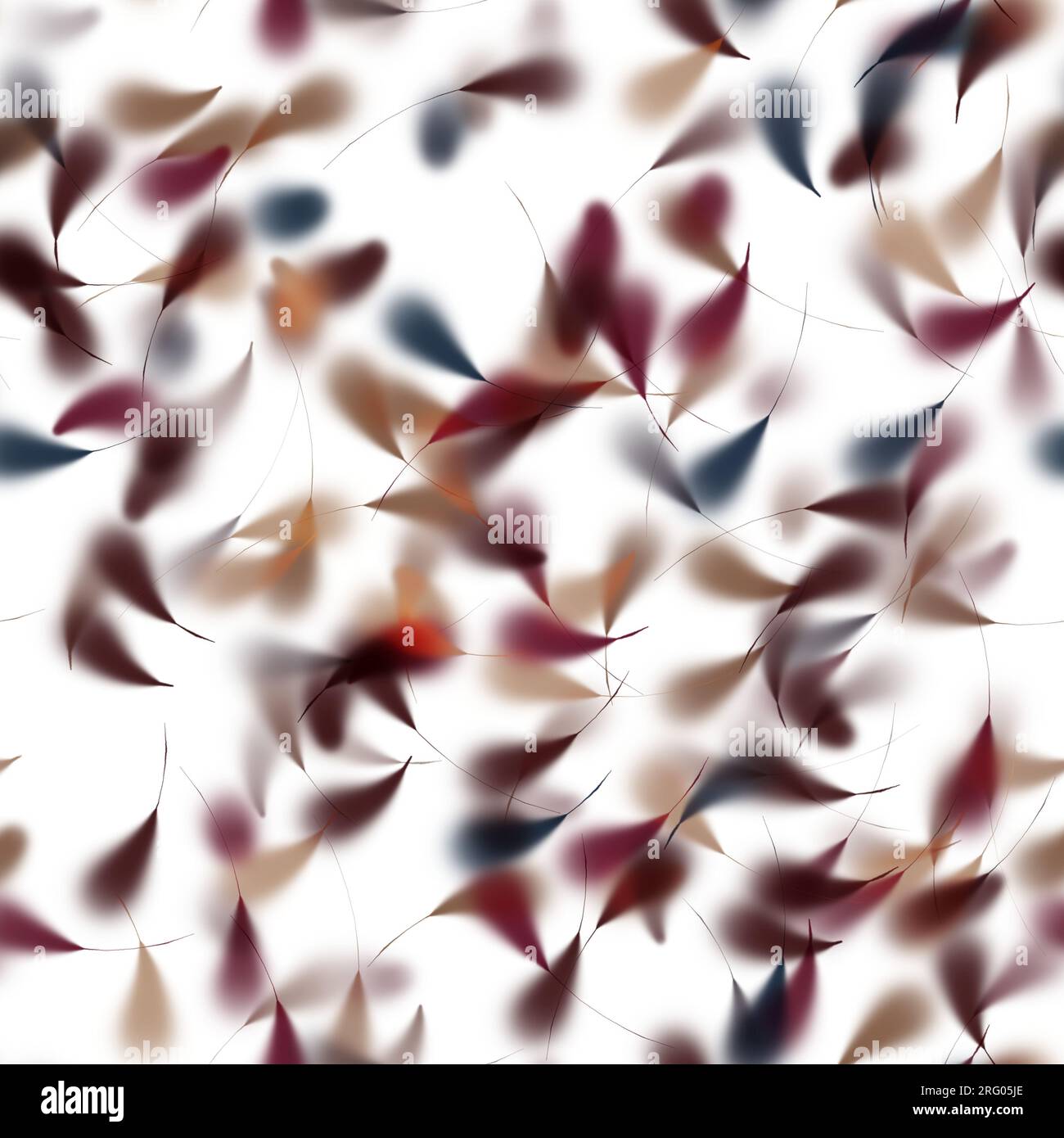 Big blurred random brush strokes with thin tails. Brown, blue and red ...