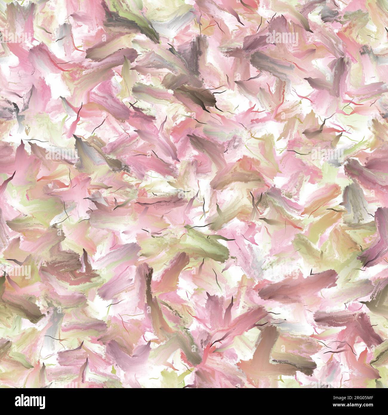 Big and small chaotic oil bruch strokes. Pink, green and grey colors ...