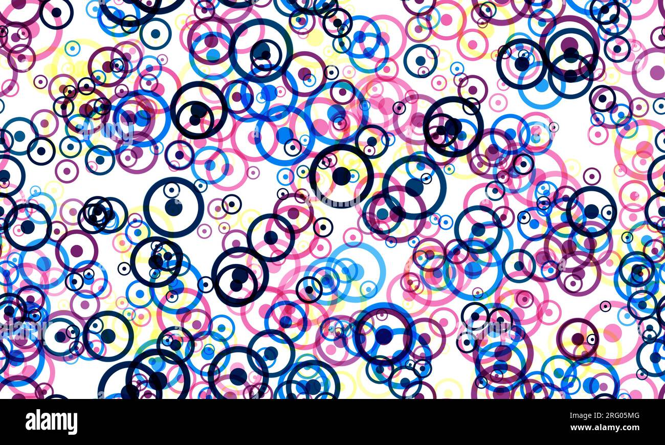 Random circles pattern,pink, blue and yellow colors on the white ...