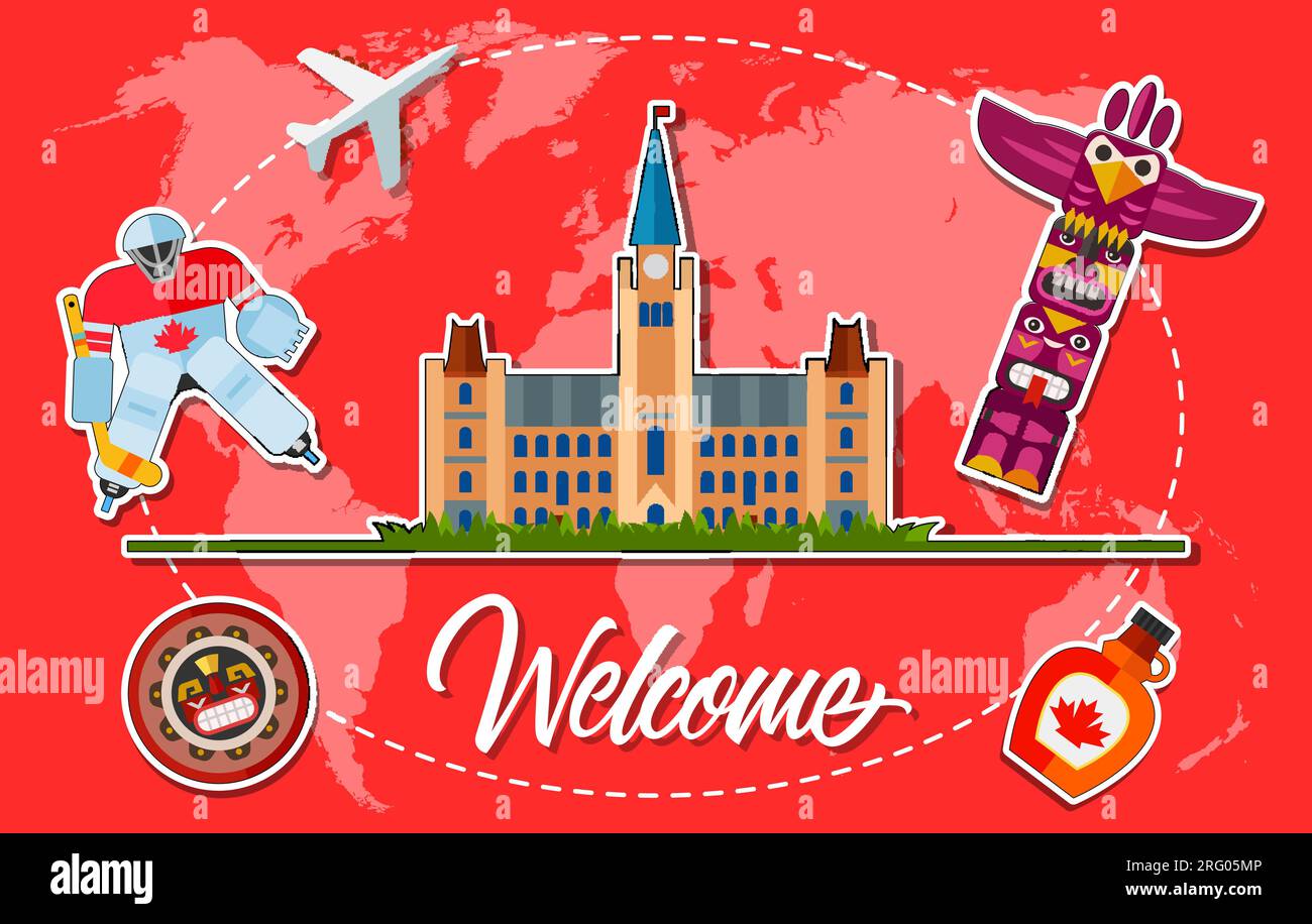 Welcome Lettering with Canadian Symbols Stock Vector Image & Art - Alamy