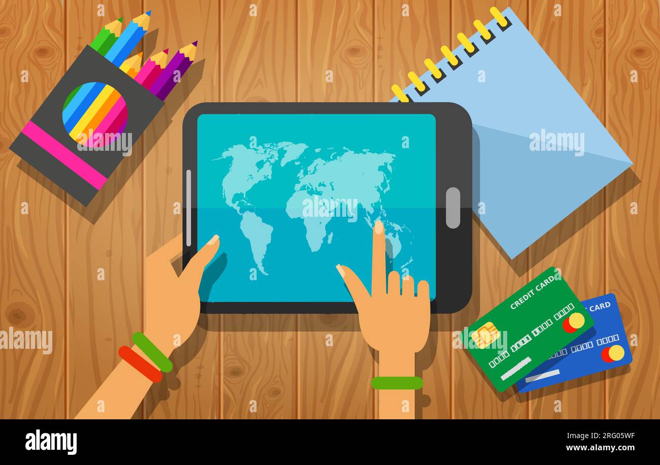 Travel Poster Design with Tablet Stock Vector Image & Art - Alamy