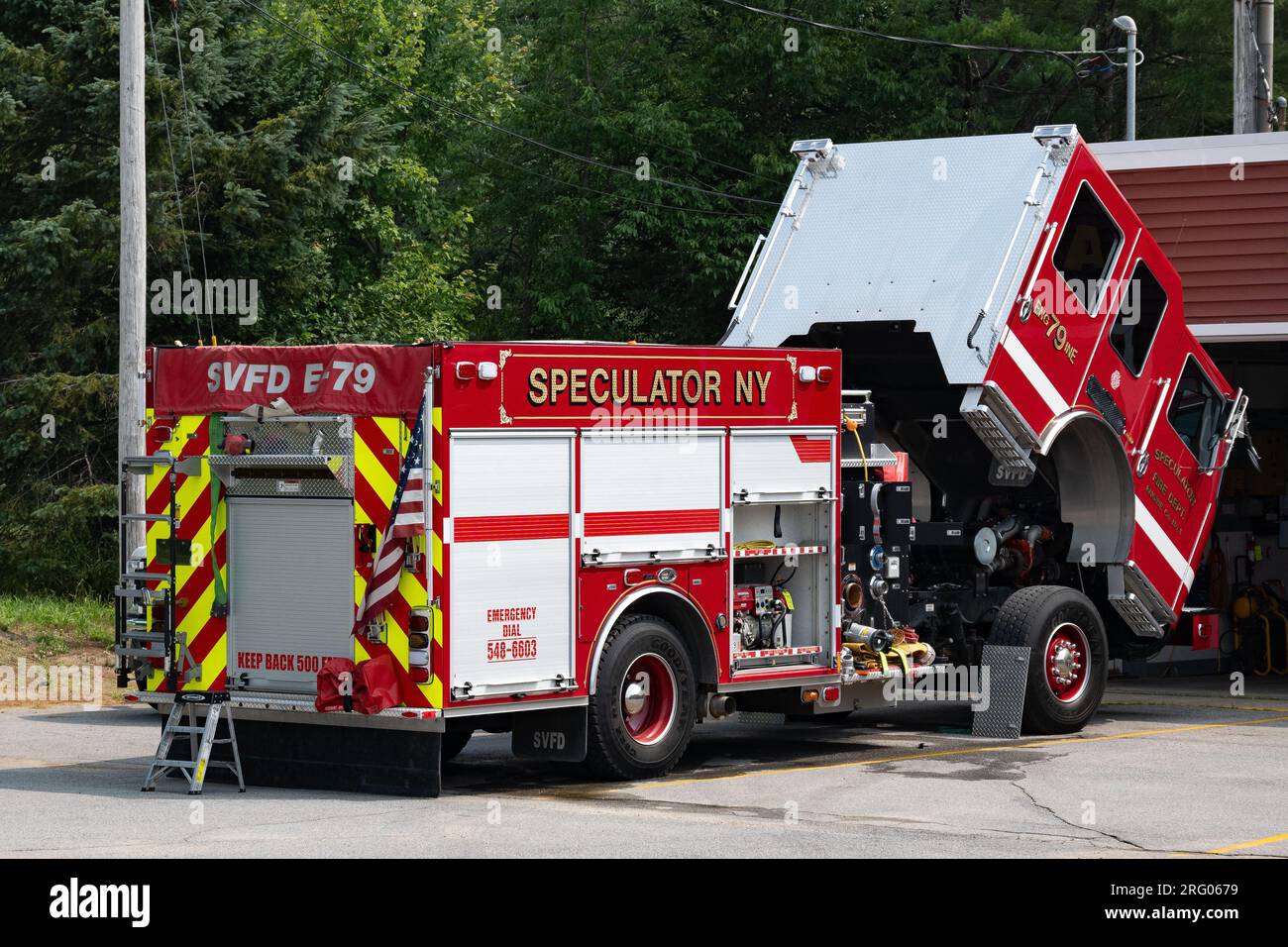 A KME fire truck opened up for annual maintenance and inspection in ...