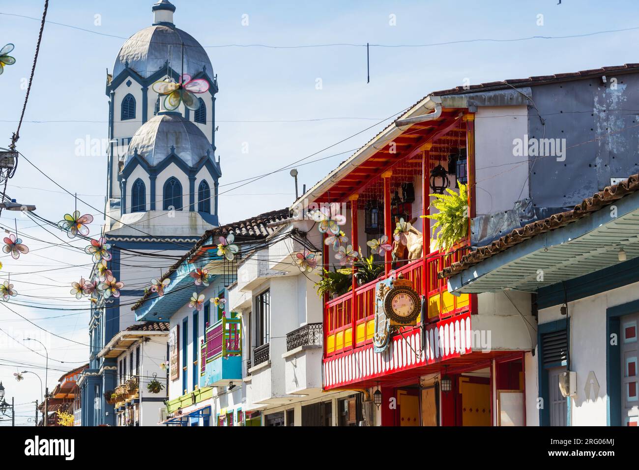 Traditional colonial architecture in Colombia, South America. Colorful ...