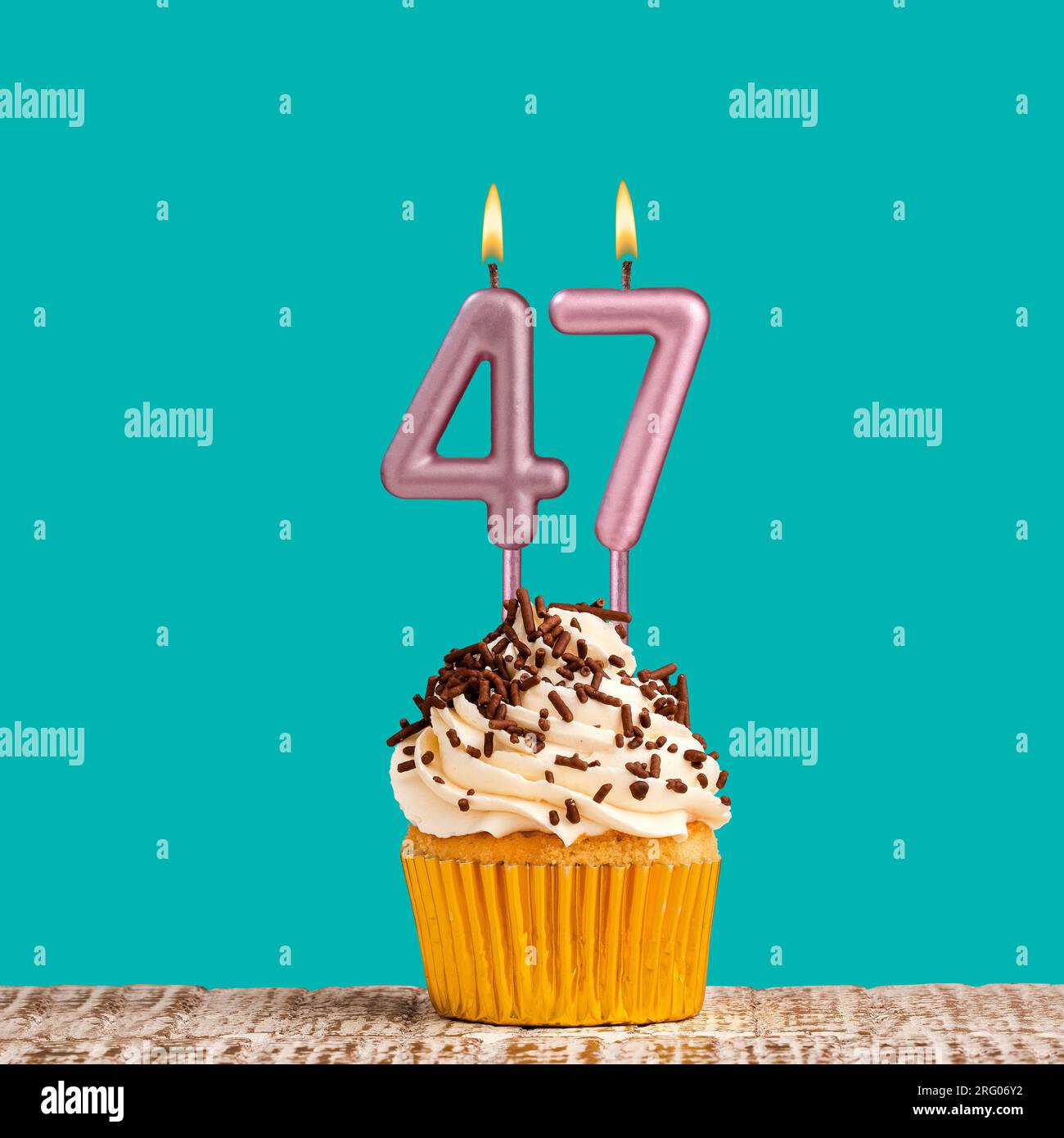 Birthday candle number 47 - Aquamarine card design Stock Photo - Alamy