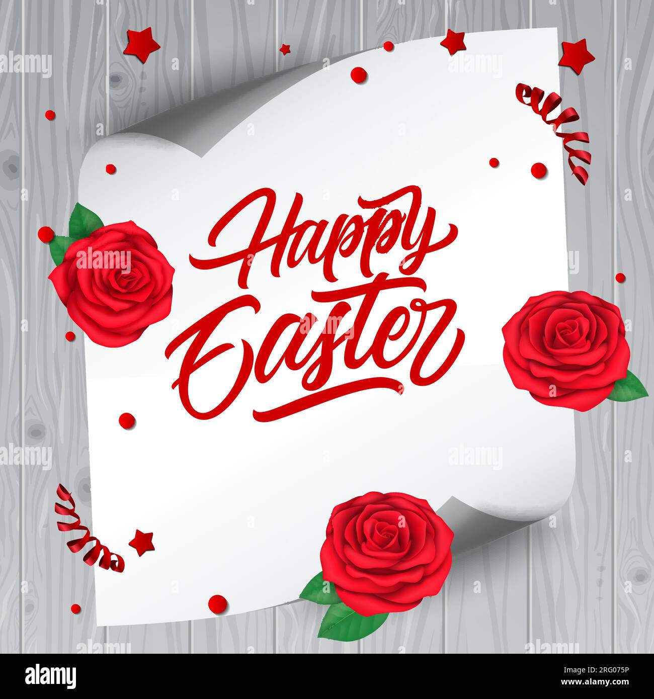 Happy Easter Lettering, Paper Sheet, Roses Stock Vector Image & Art - Alamy