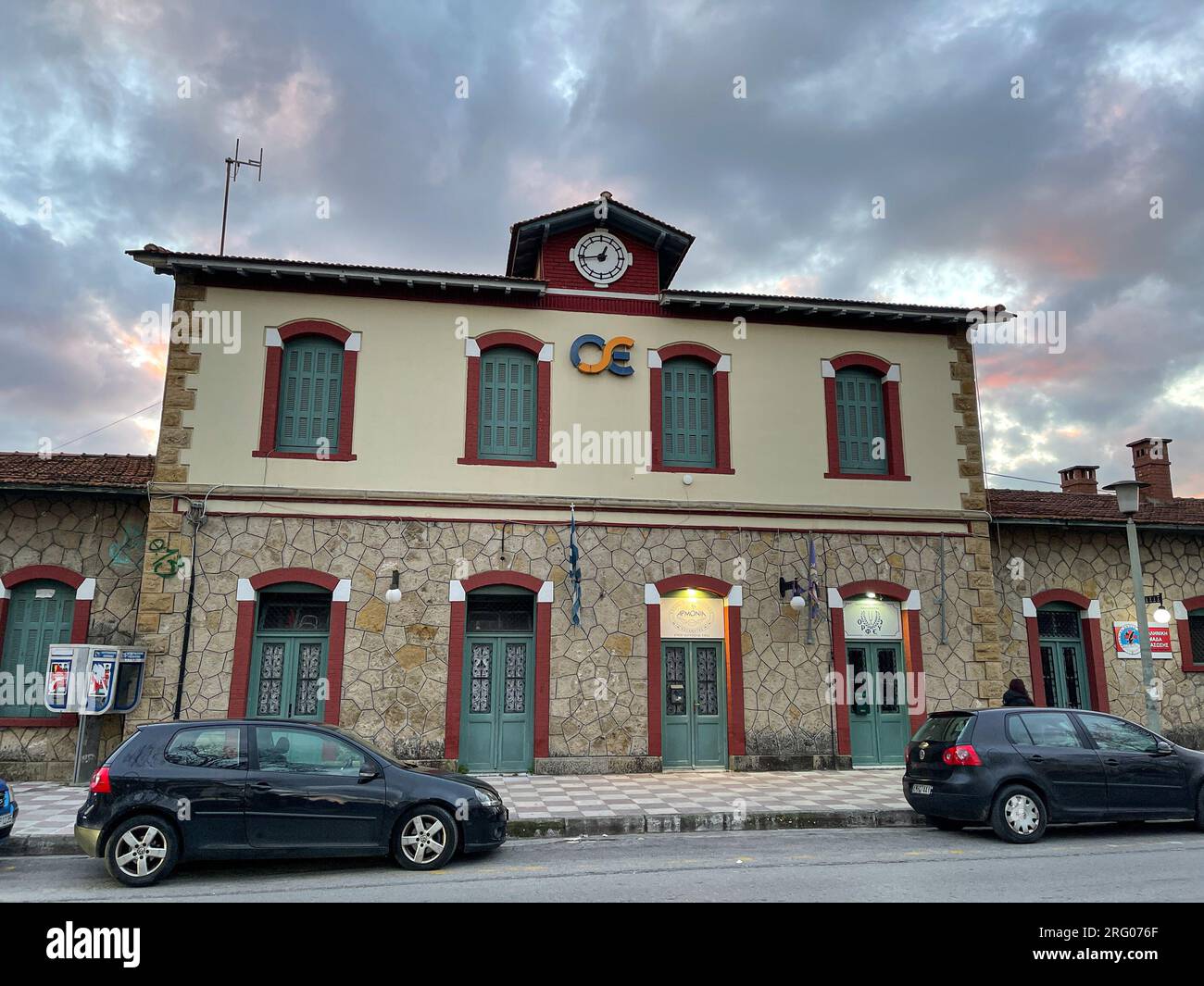 The old train station of Kalamata. Beautiful Neo-classical buildings in ...