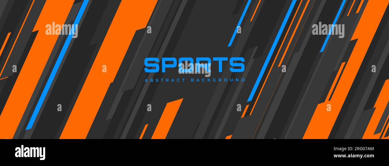 Modern sports banner design with diagonal orange gray and blue lines ...