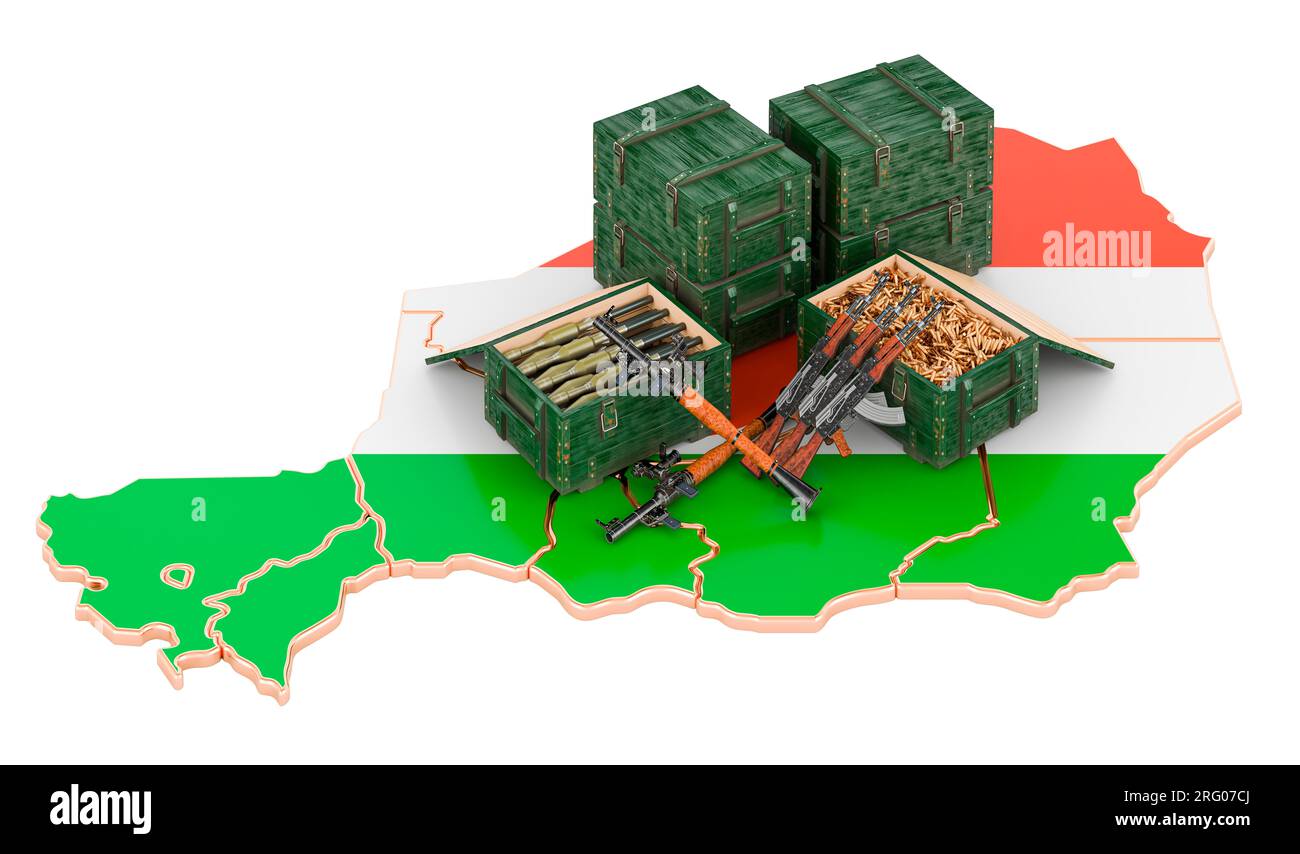 Map of republic of the Niger with weapons. Military supplies in Niger ...