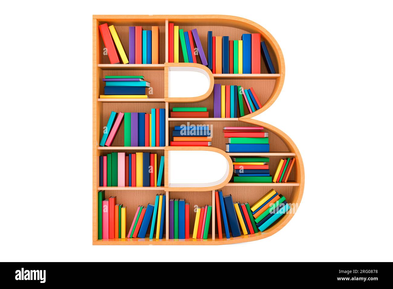 Letter B, alphabet in the form of shelves with books, 3D rendering ...