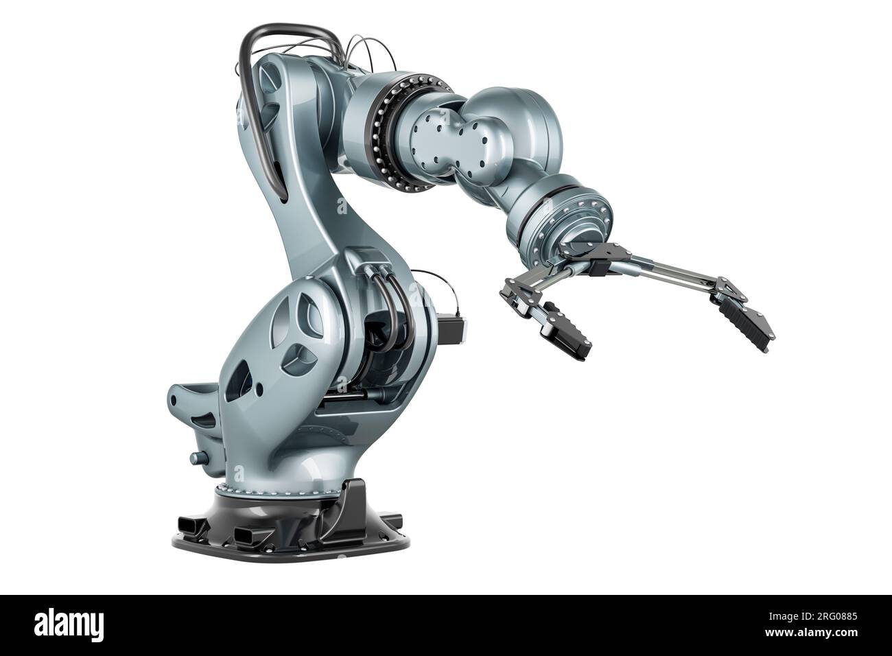 Metallic Robotic Arm, 3D rendering isolated on white background Stock ...