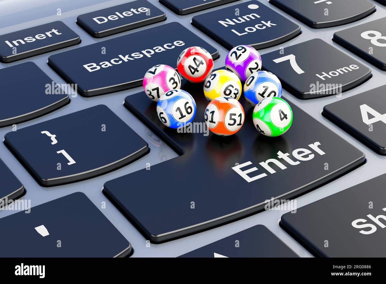 Lottery balls on laptop keyboard. 3D rendering Stock Photo - Alamy