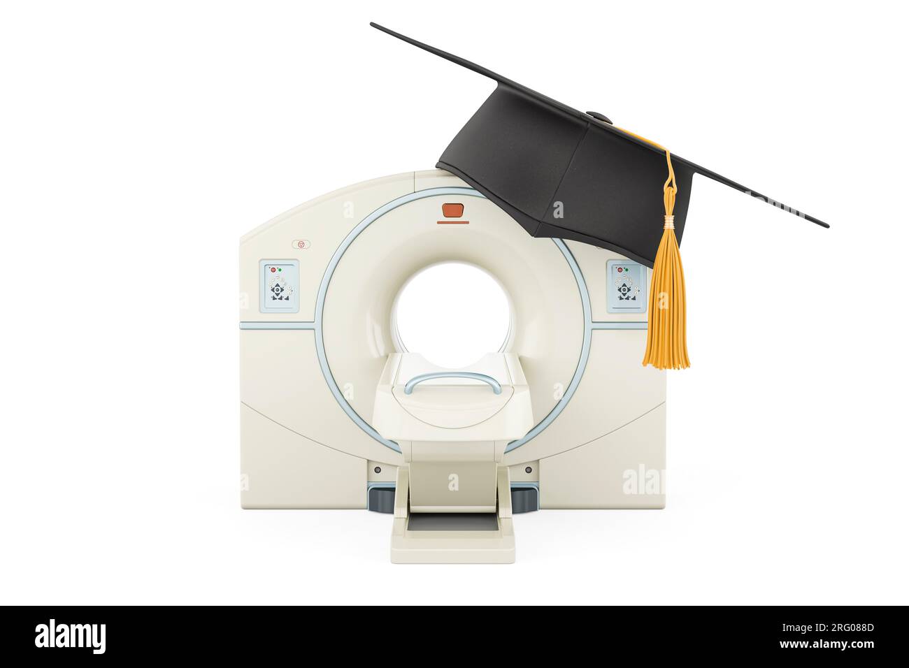 MRI or PET with education hat. 3D rendering isolated on white ...
