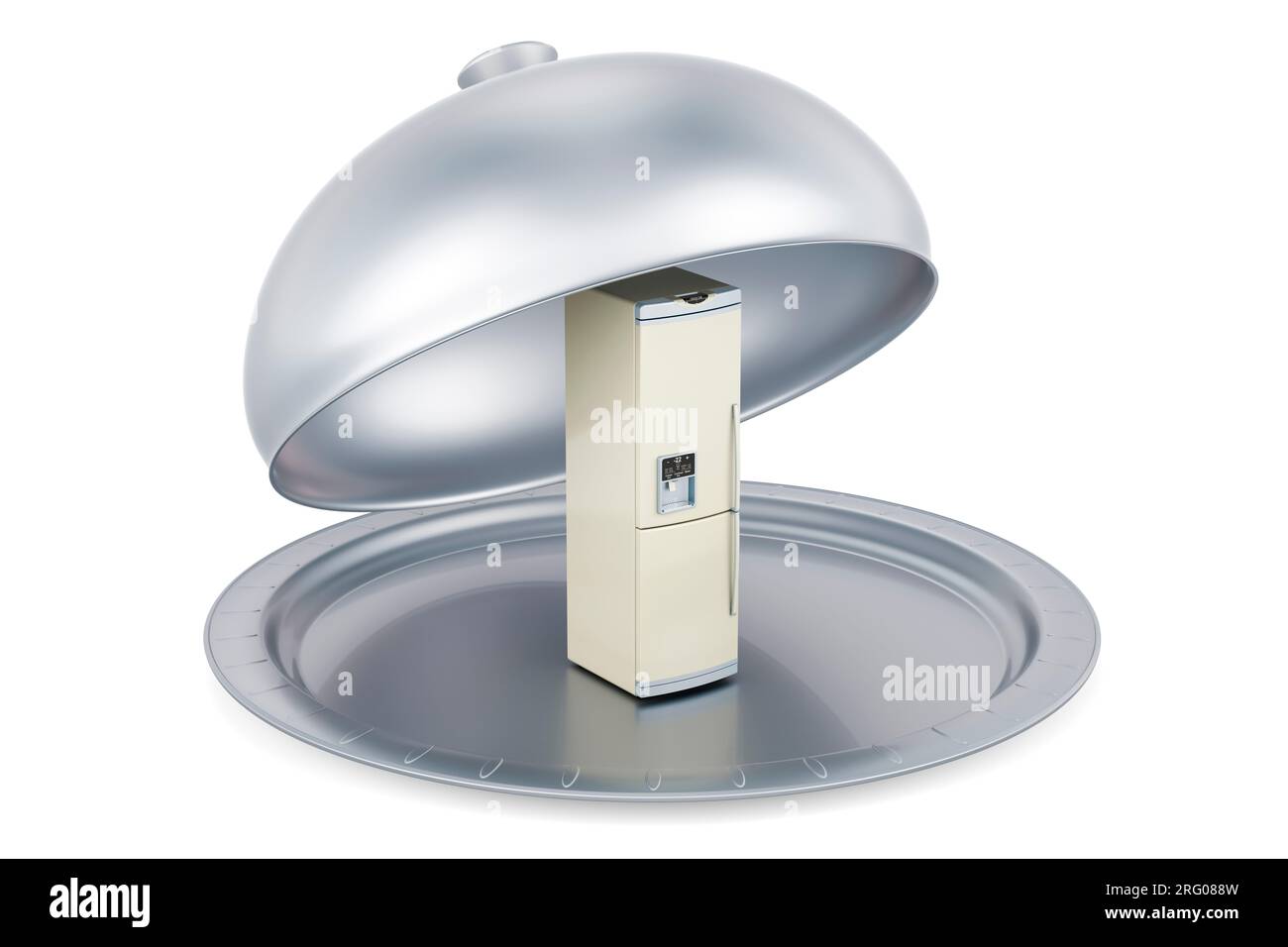 Restaurant cloche with refrigerator, 3D rendering isolated on white ...