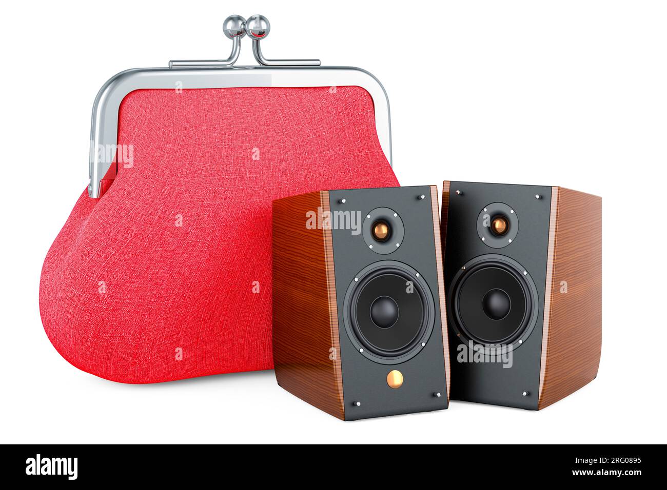 Musical Speakers with coin purse, 3D rendering isolated on white ...