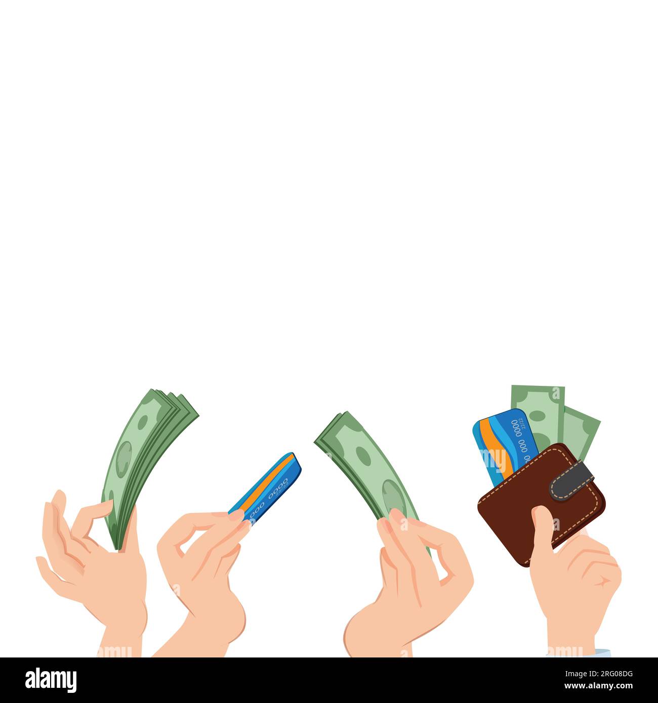 Money in hands. human treasures people holding dollars in hands. Vector ...