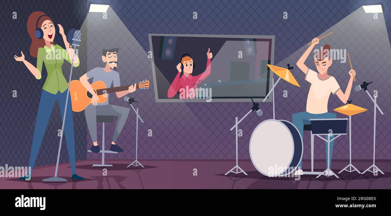 Sound studio. Interior workplace for sound designers and singers record ...