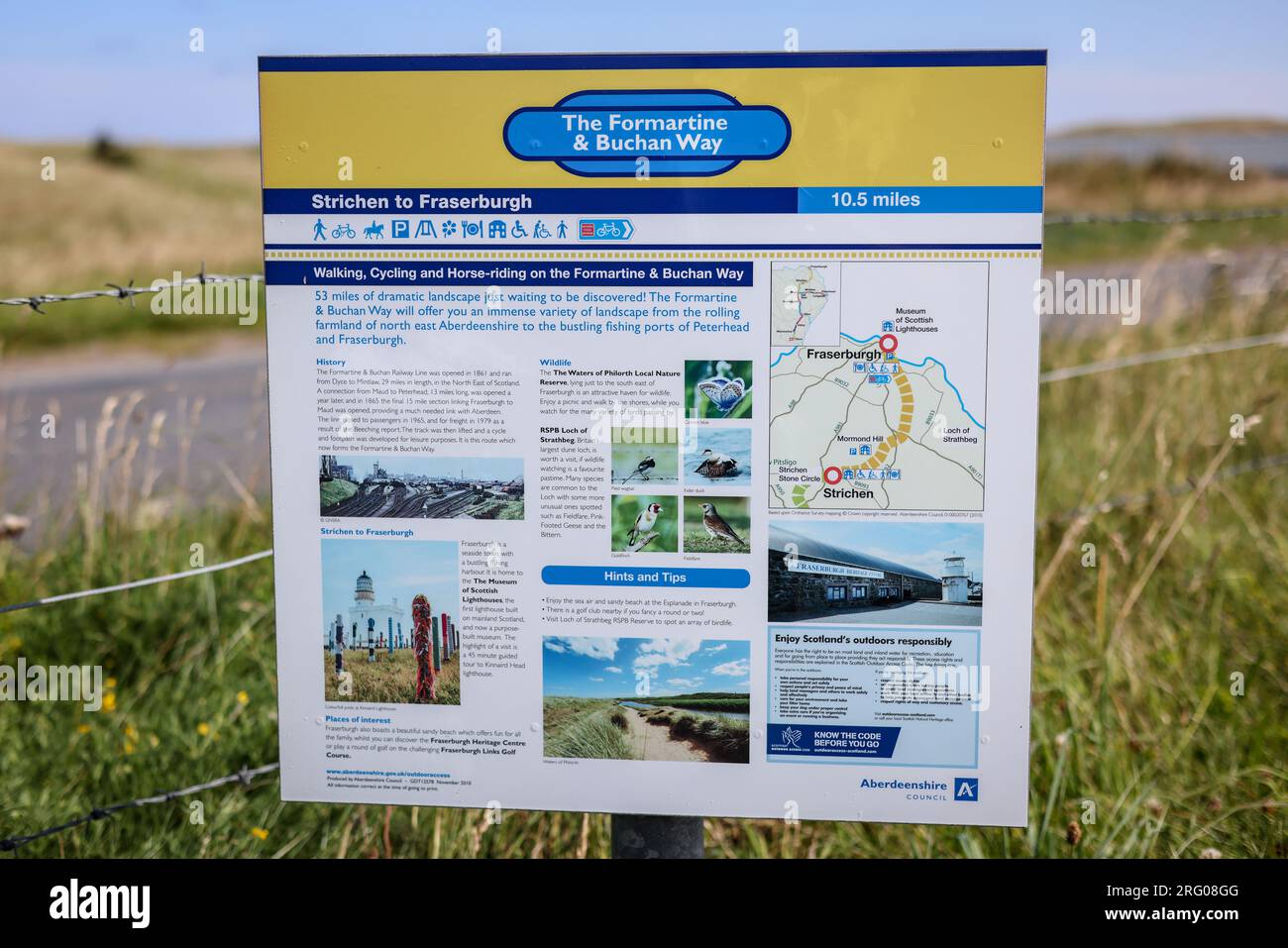 A signpost for the Formartine and Buchan Way. This is a cycle and ...