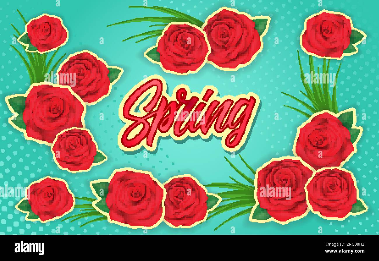 Spring lettering with roses Stock Vector Image & Art - Alamy