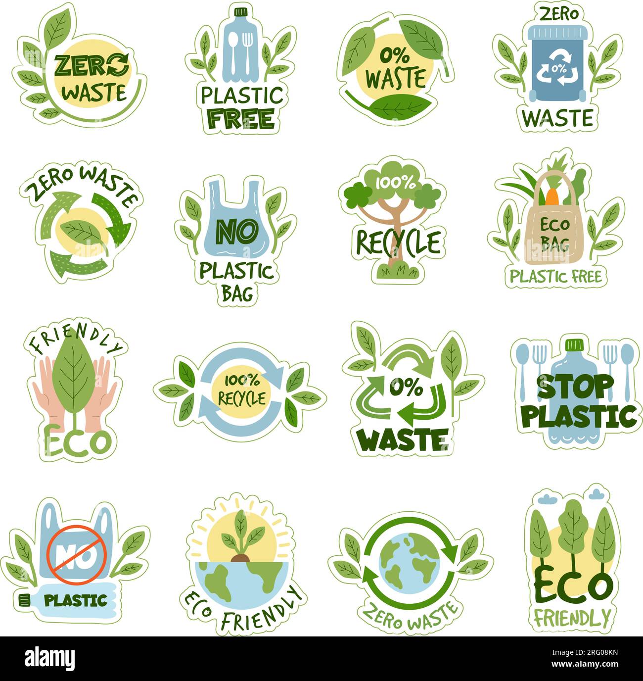 Ecology zero waste plastic free templates recent vector trendy symbols ...