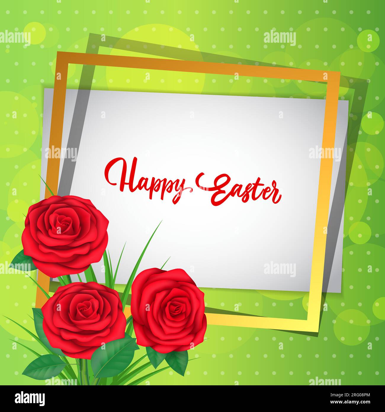 Happy Easter lettering in frame with roses Stock Vector Image & Art - Alamy