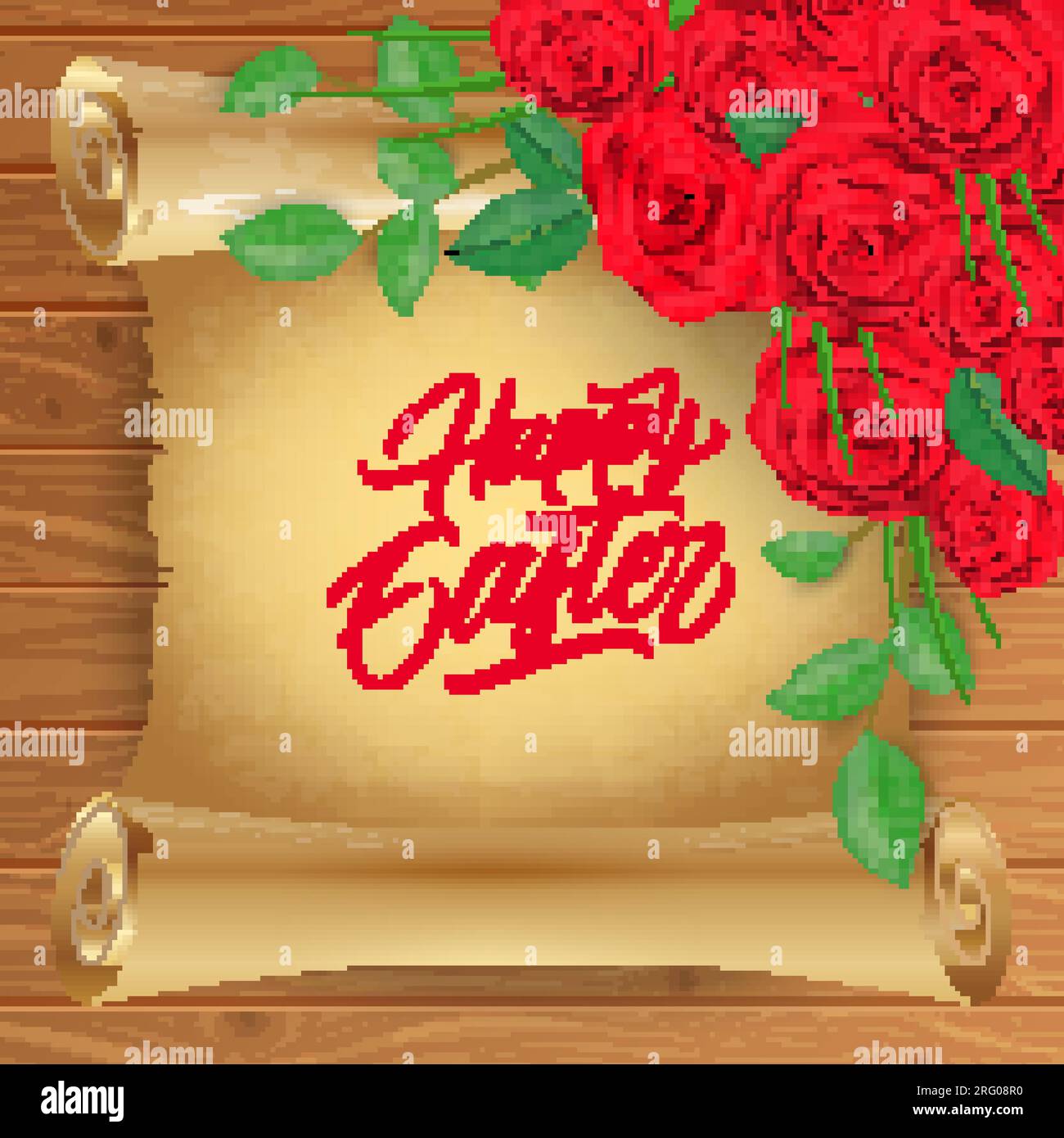 Happy Easter Lettering, Scroll and Roses Stock Vector Image & Art - Alamy