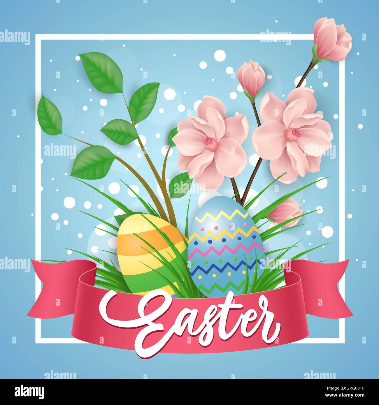 Blue easter eggs branch Stock Vector Images - Alamy