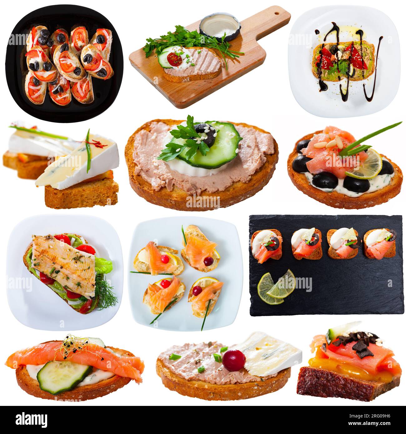 Set of sandwiches and canapes isolated on white Stock Photo - Alamy