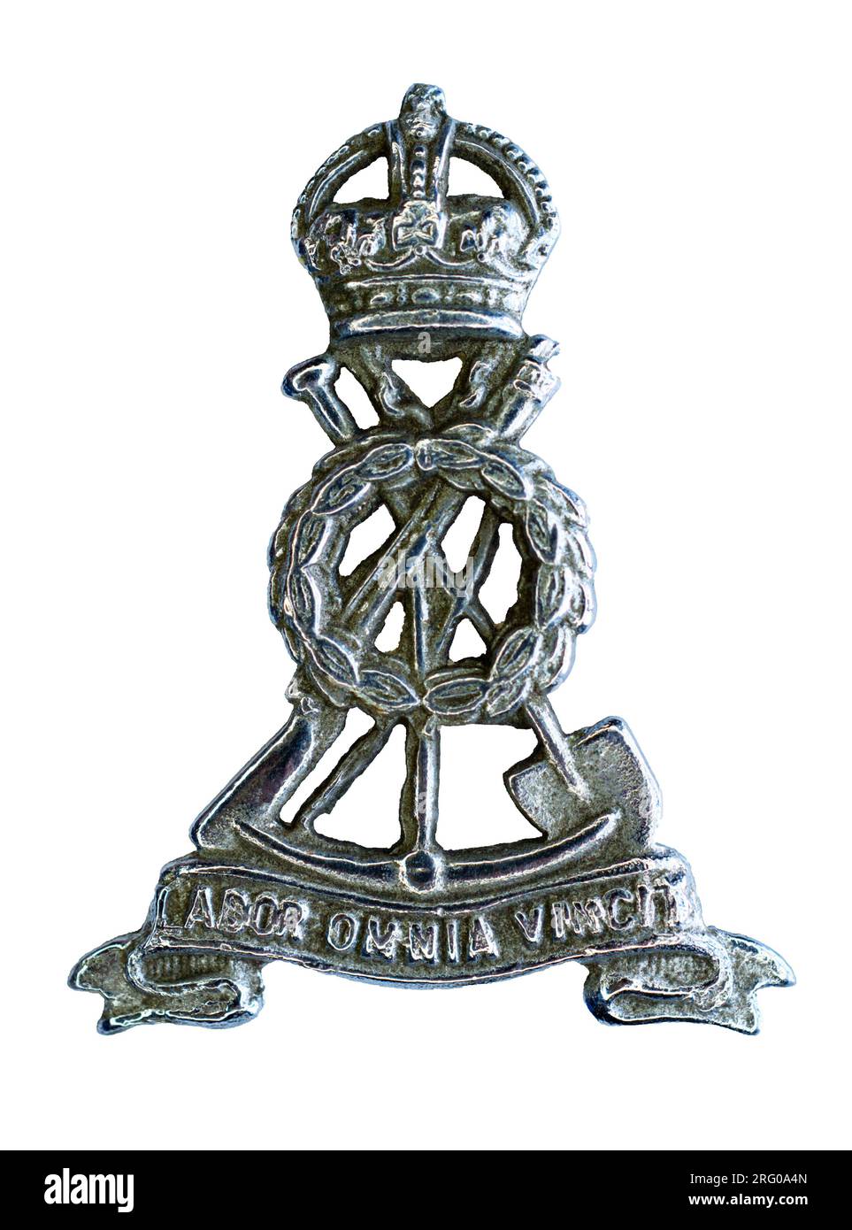 The cap badge of the Pioneer Corps, the white metal version for units ...