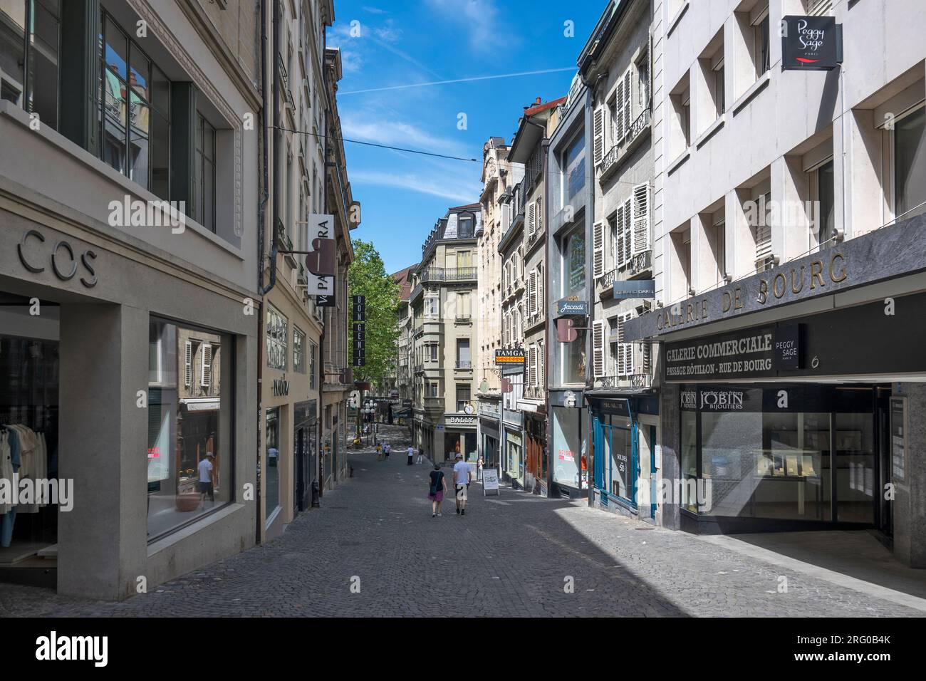 LAUSANNE, SWITZERLAND - JUNE 18, 2023: Typical Building and street at ...
