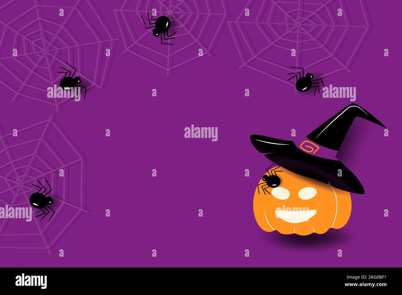 Halloween pumpkin in witch hat on an abstract background in traditional ...