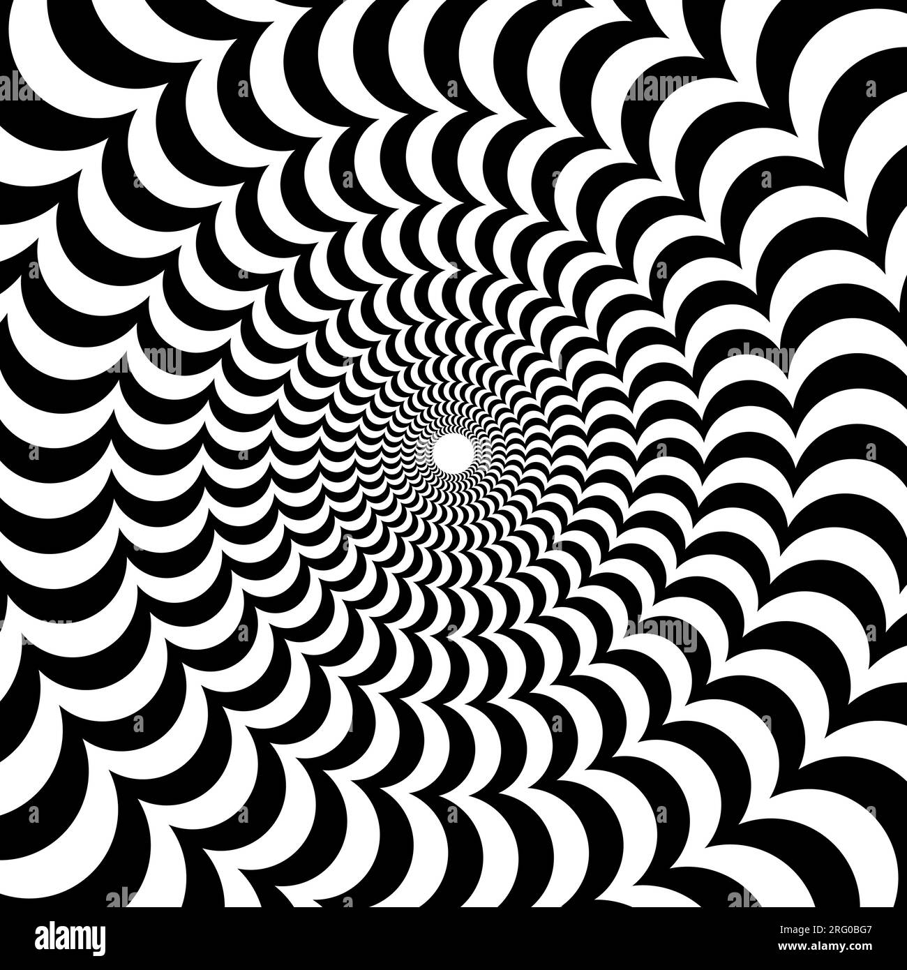 Radial optical illusion background. Black and white abstract semi ...