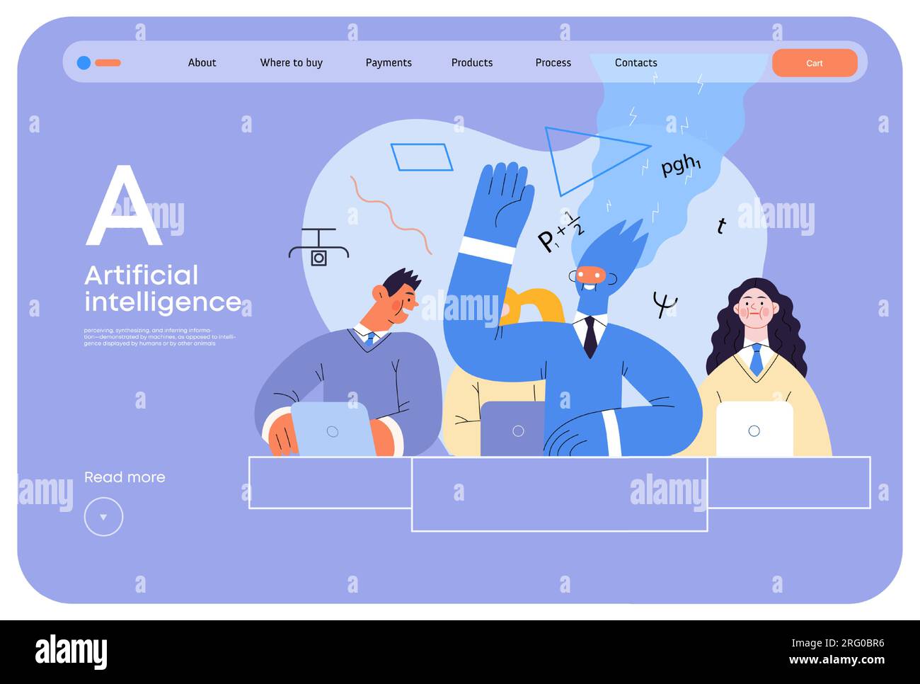 Artificial intelligence illustration. Studies -modern flat vector concept illustration of a ...